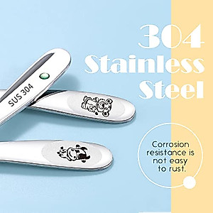 FUNNUO 6 Pack 18/8 Stainless Steel Toddler Spoons, Toddler Utensil for Kids Self Feeding, Baby Safe Spoons Set with Mirror Polished, Dishwasher Safe