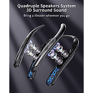 Neckband Bluetooth Speakers，BBH-939 Portable Bluetooth Speakers Wireless Wearable Speaker CVC 8.0 Noise Cancelling 3D Surround Sound Personal Sport Speaker with Mic for Home&Outdoor (Black 2023)