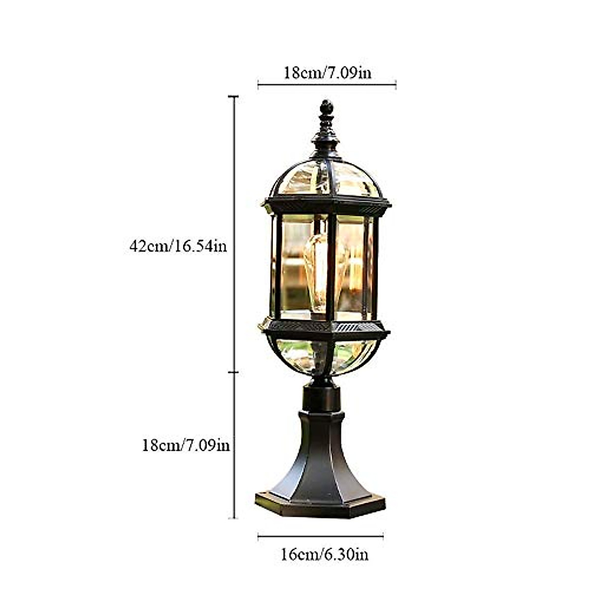 ZZYJYALG European Luxury Glass Post Light IP54 Outdoor Waterproof E27 Garden Light Aluminum Alloy Retro Lantern Home Villa Hotel Pillar Light Courtyard Aisle Street Lamp
