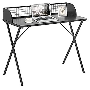 PayLessHere Computer Writing Desk 39 inch Sturdy Home Office Table with A Baffle to Keep Items from Slipping,Home Office Desk Workstation with Waterproof and Scratch Resistant Desktop (Black)