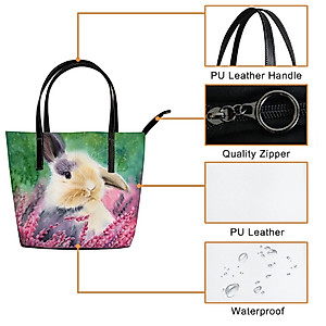 Fashion Tote Handbags Women's Soft Tote Shoulder Bag for Women Work Shopping Top Handle Satchel Bags, 15.8×4×15.4 inches,Baby Rabbit