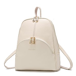 Nevenka Backpack Purse for Women Casual Shoulder Bag PU Leather Zipper Closure Adjustable Strap (beige)