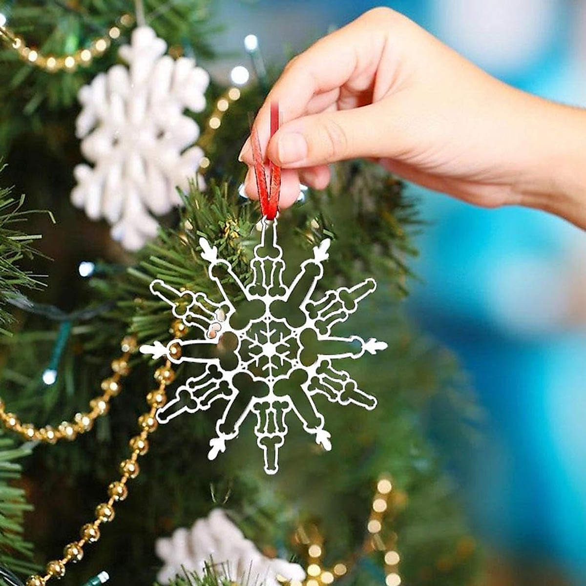 Penis Snowflake Ornament - Funniest Ornament of The Century, Funny Snowflake Ornament for Christmas Tree Car Rearview Mirrow Hanging Pendant Decorations, Christmas Snowflakes Ornament,Ø5.11in (A)