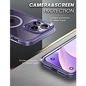 SUPCASE Unicorn Beetle Edge Mag Case for iPhone 14 Pro Max 6.7", Compatible with MagSafe Slim Frame Clear Protective Case with Built-in Screen Protector (Mauve)