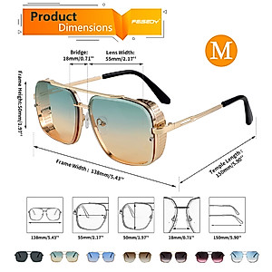 FEISEDY Sunglasses Mens Women Vintage Aviator Square Trendy Metal Steampunk Fishing Driving Sun Glasses B2894