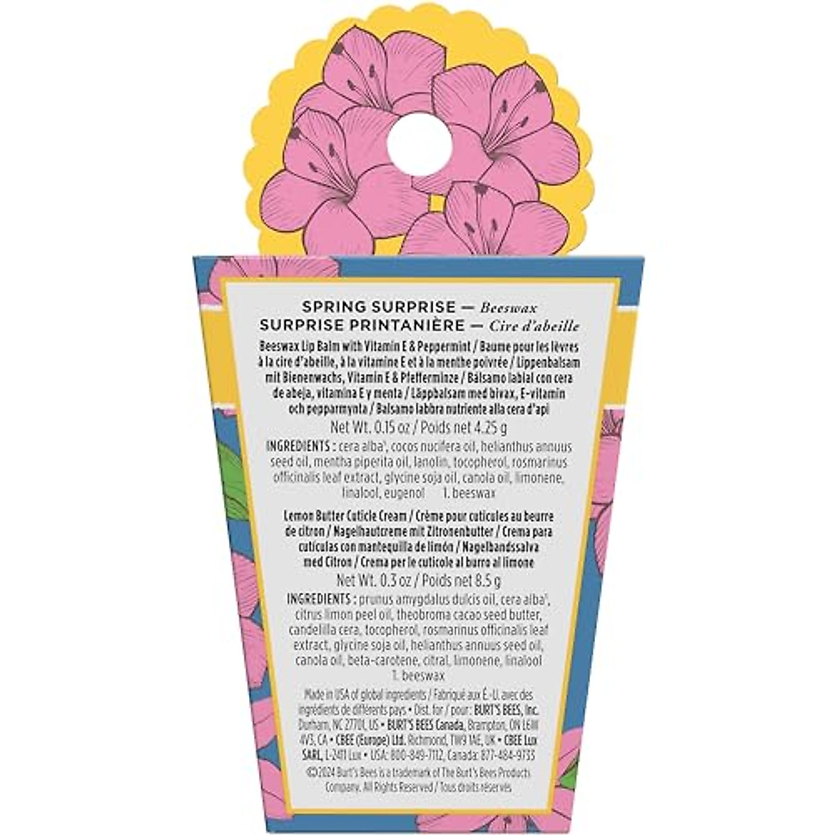 Burt's Bees Stocking Stuffers, Spring Surprise Set, Original Beeswax Lip Balm and Lemon Butter Cuticle Cream, Natural Origin Lip Moisturizer With Responsibly Sourced Beeswax Christmas Gifts, 2 Count