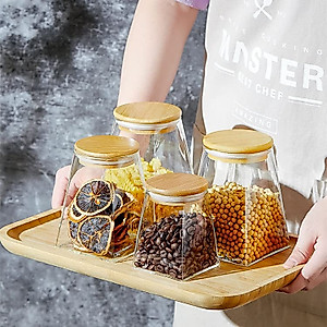 SayasNoy Glass Jars with Lids, Candy Jar with Lid, Coffee jar for Counter, Jar with Airtight Lids, Clear Glass Jar for Candy, Tea, Coffee Bean, Sugar, Spices, Apothecary etc (12oz/350ml)