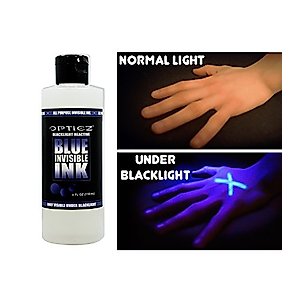 Opticz All Purpose Invisible Blue UV Blacklight Reactive Security Ink (4 Ounce Bottle)