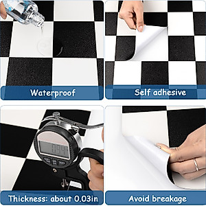 RomDeco Peel and Stick Floor Tile Black and White, Vinyl Flooring Waterproof for Bathroom, Peel and Stick Flooring Self Adhesive Durable Super Easy to Use (11.8in X 11.8in)