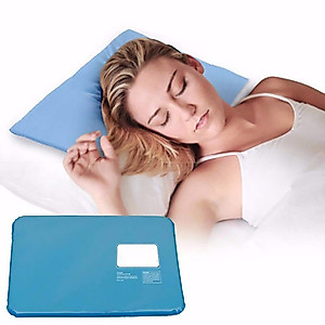 Summer Cooling Pillow Multi Functional Cool Pad Breathable Health Ice Pad for Home Office Car Travel Flocking PVC Blue (Sky-Blue)