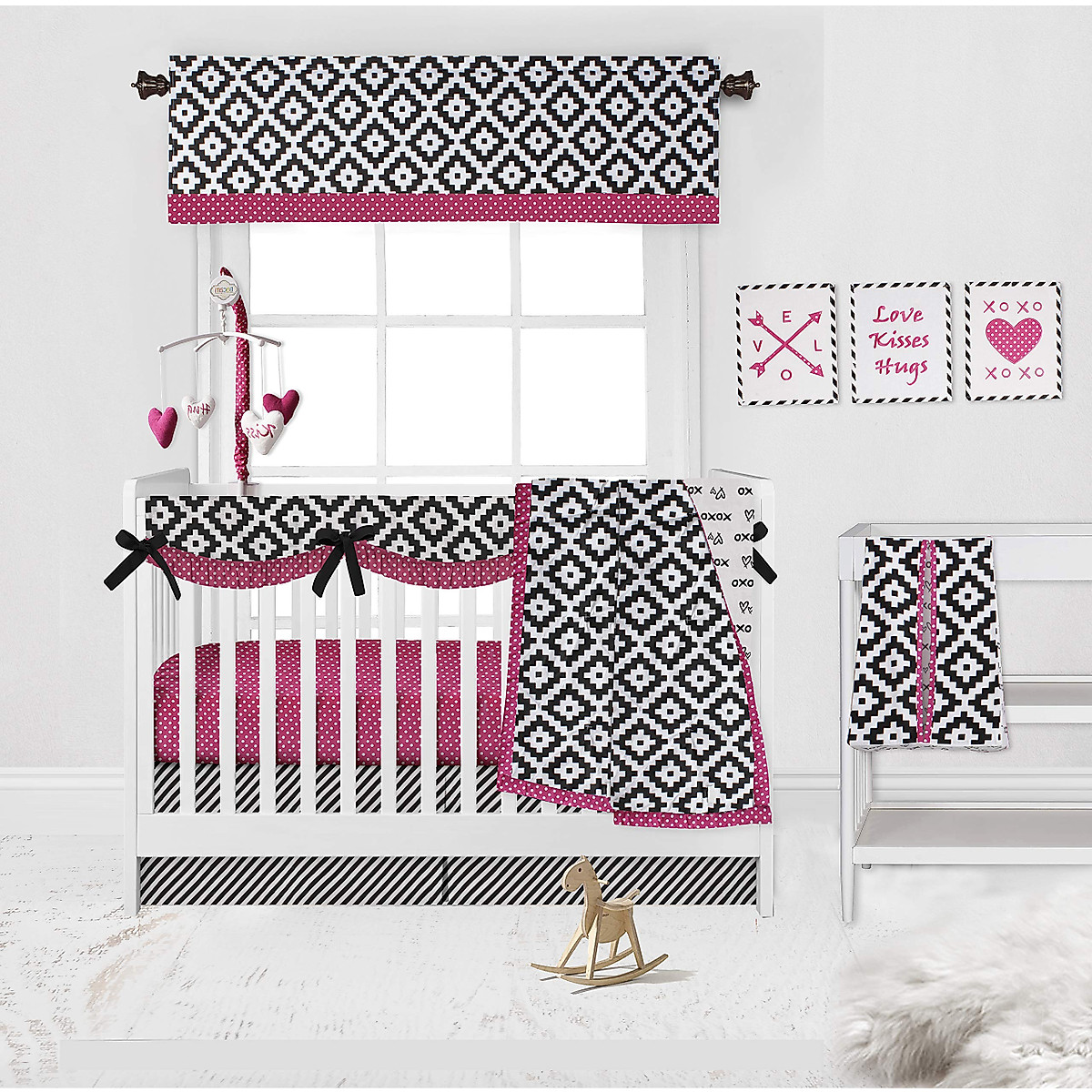 Bacati Love Warp Stripes Diaper Changing Pad Cover, Black/White (LOBKWSTCPC)