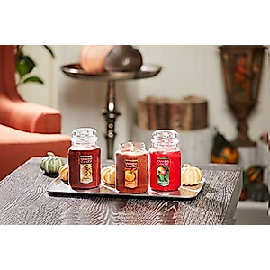 Yankee Candle darice Candle Spiced Pumpkin Scented, 22oz Single Wick, Over 110 Hours of Burn Time, Perfect Accent for Fall Decor, Classic Large Jar, Peach