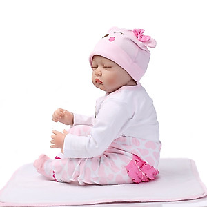 OCSDOLL Reborn Baby Dolls 22" Cute Realistic Soft Silicone Sleeping Baby Dolls Real Newborn Baby Doll Girl with Closed Eyes