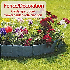 20pcs Plastic Stone Effect Garden Fence Decorative Flower Bed Border Edging Grey Interlocking Lawn Landscape Stakes