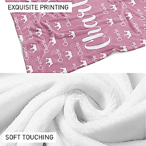 Personalized Baby Blankets with Name Custom Blankets for Girls Boys Soft Throw Name Blanket for Kids Newborn Toddler Personalized Unique Flannel Blanket Gifts, Crown, Pink, 32x48inch