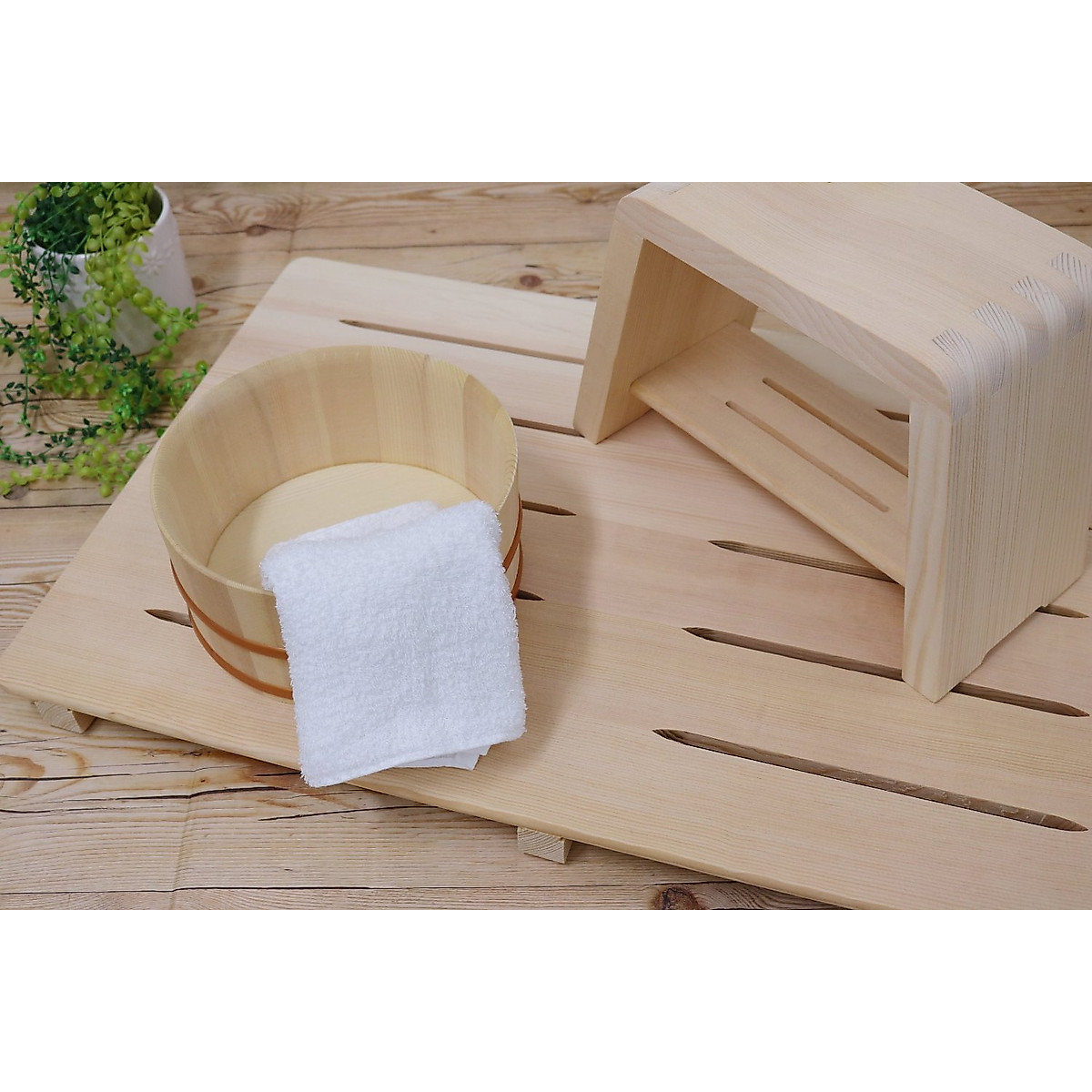 市原木工所 Ichihara Wood Workshop 82905 Washbasin, Hot Tub, Wood, 8.7 x 4.3 inches (22 x 11 cm), Beige