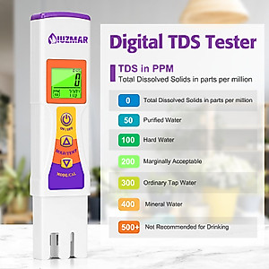UIUZMAR Digital Water Tester TDS Meter for Drinking Water Filter Water 3 in 1 PPM EC Temp Meter with LCD Display Suitable for Water Quality Testing City Water RO Systems Well Water