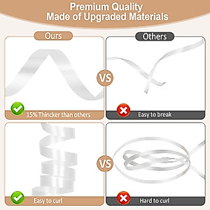 OMISELIO White Curling Ribbon, 500 Yard White Ribbon, Curling Ribbon for Gift Wrapping, Balloon Ribbon, Balloon String, Curly Ribbon, Thin Ribbon, 3/16" Gift Ribbon for Baby Shower, Christmas