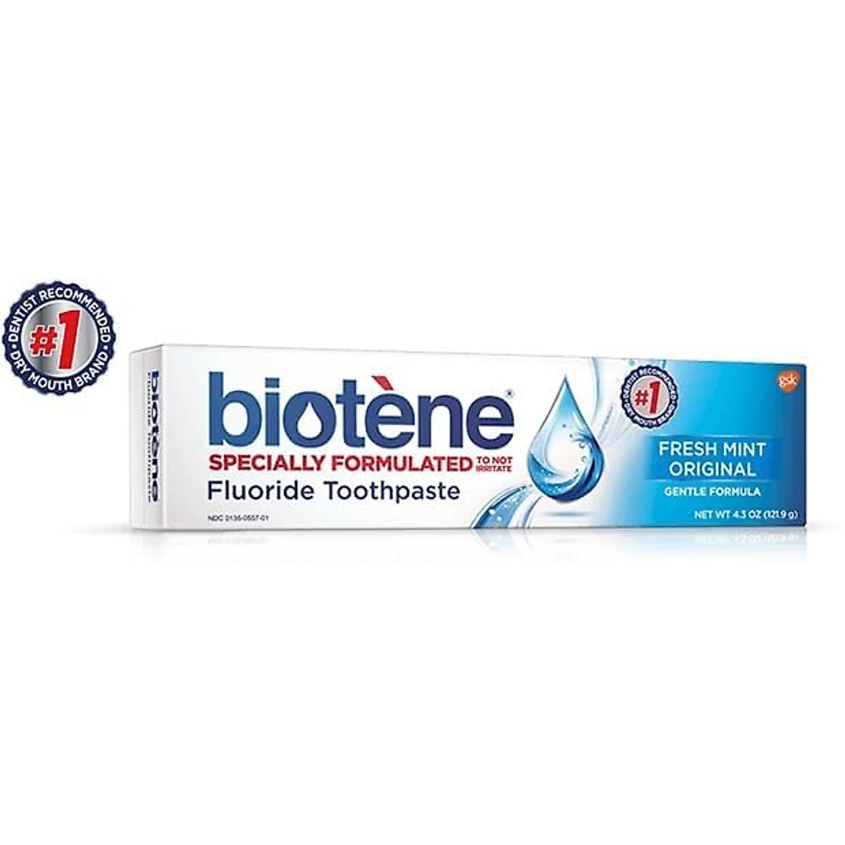Biotene Fresh Mint Original Gentle Formula Fluoride Toothpaste, 4.3 Ounces (Value Pack of 4)
