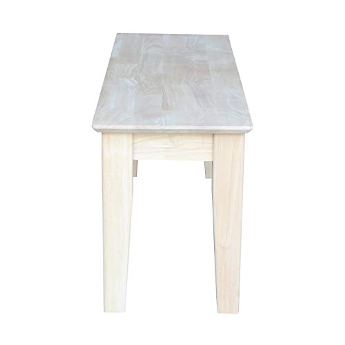 IC International Concepts Shaker Style Bench for Kitchen/Dining, Solid Parawood, 47"W x 14.37"D x 18.7"H, 450 lb Capacity, Paint or Stain in Any Color Any Color, Unfinished