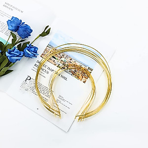 Lawie 6 Pack 2 Layer Metal Gold Queen Goddess Angel Halo Crown Headband Hairbands Tiara Hair Hoops DIY Craft Bands Wedding Bridal Headpieces Prom Halloween Party Cosplay Costume Hair Accessories