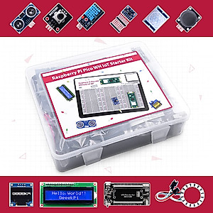GeeekPi Raspberry Pi Pico W Ultimate Kit with Raspberry Pi Pico W with Headers, Detailed Tutorials, Project Examples, Various Items for MicroPython Programming