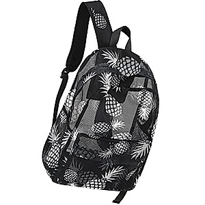 CAMTOP Mesh Backpack for Girls Semi-TransparentSee Through Sturdy Bookbag Casual Daypack for School Beach Swim Work Gym