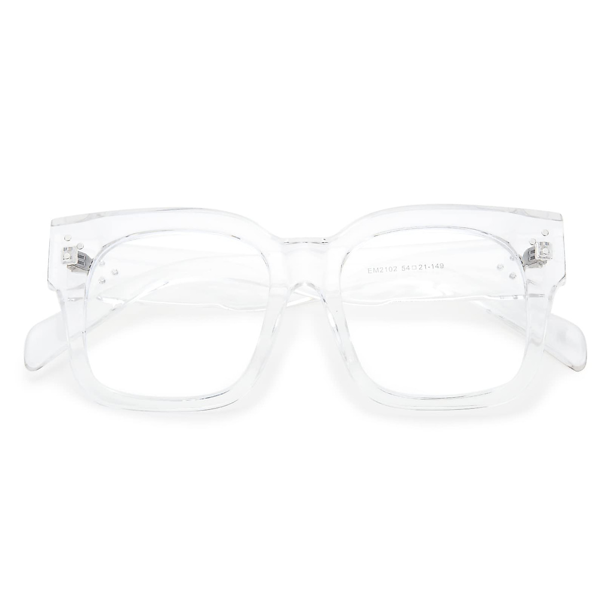 COASION Blue Light Blocking Oversized Glasses Stylish Fake Eyeglasses for Women Square Thick Frame Eyewear (Transparent)