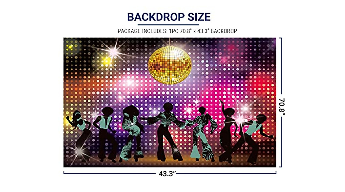 Allenjoy 70s Disco Backdrop: Neon Party & Photo Booth Prop