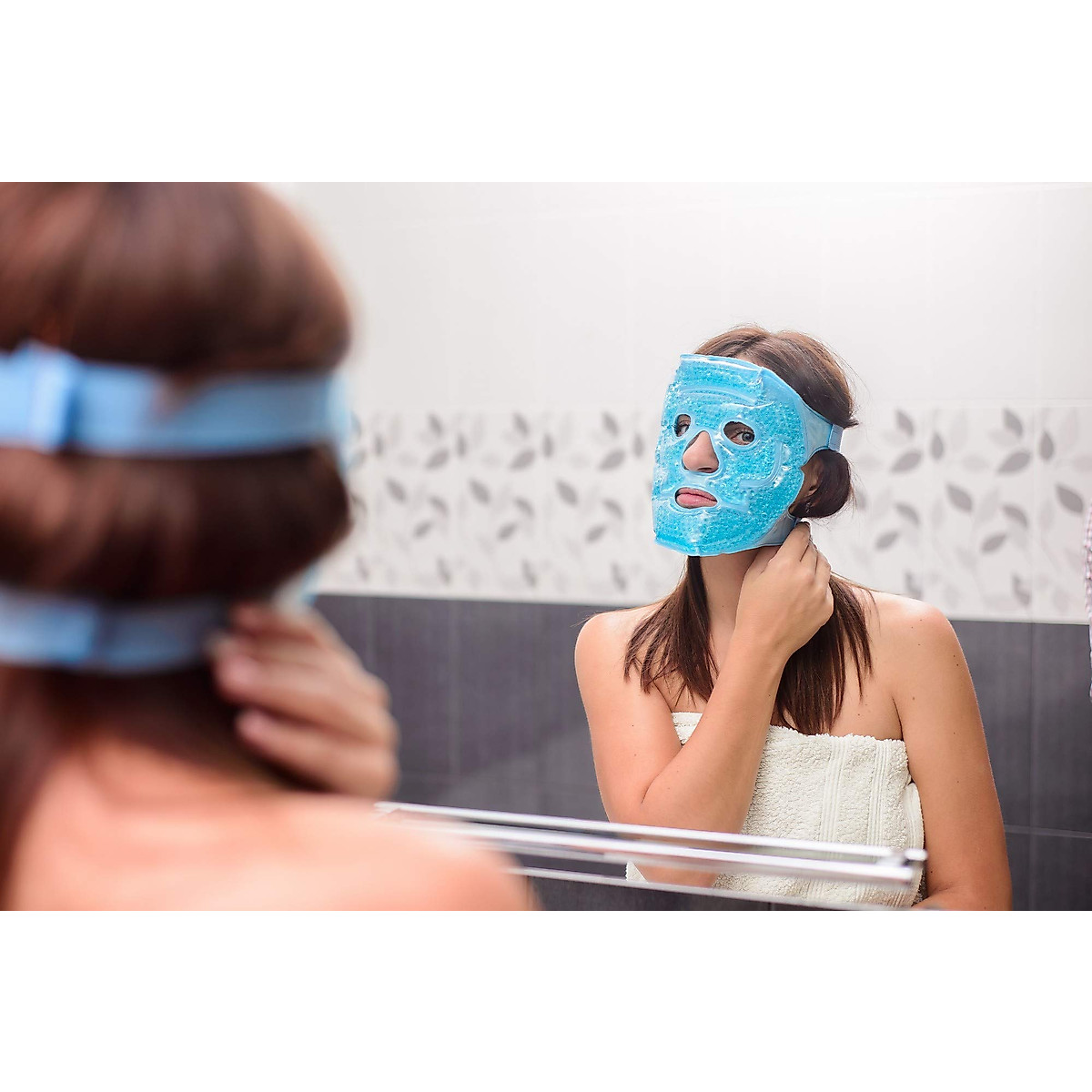 Sofida Cold Hot Gel Face Eye Mask - Reduce Puffy Dark Circles Bags Under Eyes Migraines Stress Relief - Heat Ice Therapy Pack Compress - Sinus Pressure Acne Headaches Relaxation (Blue)