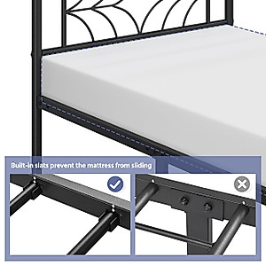 Topeakmart Twin Bed Frames Metal Platform Bed with Sparkling Star-Inspired Design Headboard and Footboard/13 Inch Underbed Storage/No Box Spring Needed/Sturdy Slat Support, Black Twin Bed