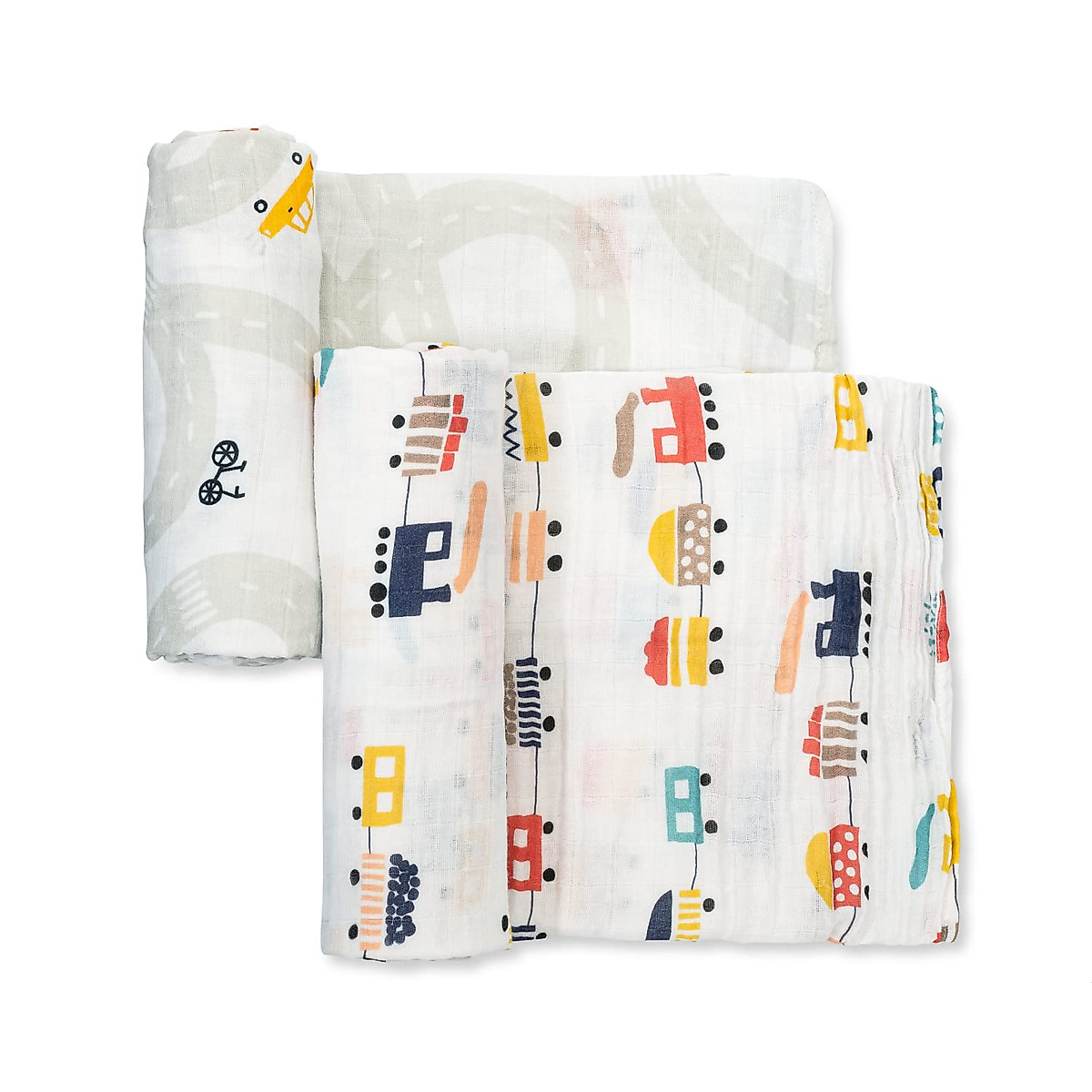 ADDISON BELLE – 2 Pack Swaddle Blanket – 100% Muslin Cotton Newborn Swaddle for Baby Boy/Girl – Soft Lightweight Baby Wrap + Receiving Blanket – Unisex – 47” x 47” (Cars+Trains)