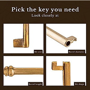 UNIQANTIQ HARDWARE SUPPLY Brass Plated Hollow Barrel Skeleton Key for Grandfather Clock Doors, Cabinet Doors, Dresser Drawers, Desk - Antique, Vintage, Old Furniture | KY-2 (2)