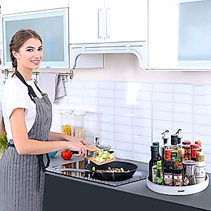 LAMY Lazy Susan Organizer Kitchen Organization, 12 Inch Lazy Susan Turntable for Cabinet, Pantry, Refrigerator and Table, White