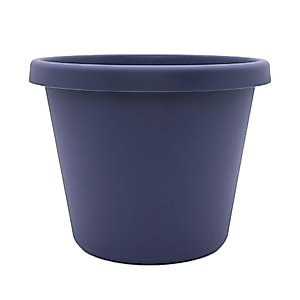 The HC Companies 10 Inch Round Prima Planter - Plastic Plant Pot with Rolled Rim for Indoor Outdoor Plants Flowers Herbs, Twilight Blue