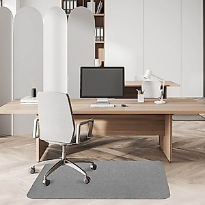 Office Chair Mat for Hardwood & Tile Floor, Under Desk Chair Mat for Hard Floor, Computer Gaming Rolling Chair Rug, Large Anti-Slip Floor Protector Carpet for Home Ofiice - 48"x36"- Light Grey