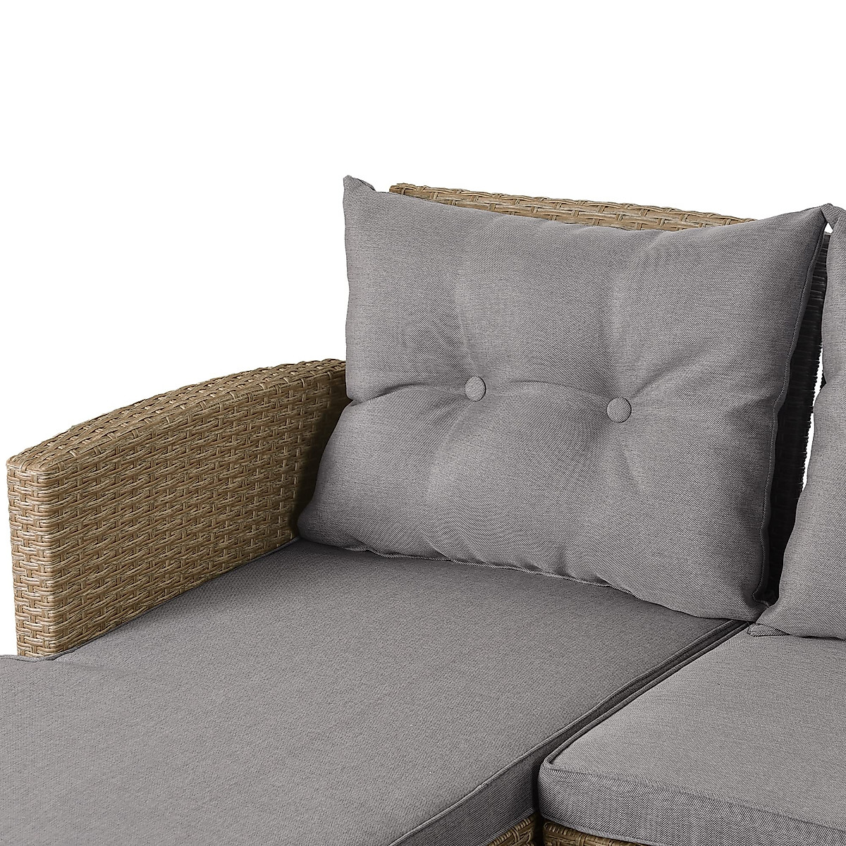 Merax 4 Piece Outdoor Patio Furniture Sets Conversation Set Wicker Ratten Sectional Sofa with Seat Cushions