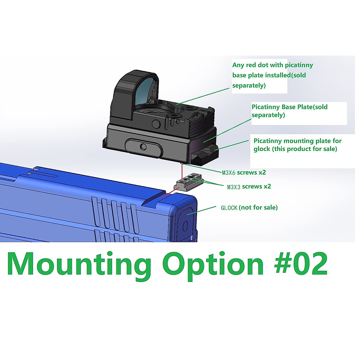ADE Optic Red Dot Sight Mount Picatinny Plate for Taurus GX4,G3C,Canik TP9SA for Install Pistol Red Dot Sight fits Trijicon RMR,Doctor,Vortex,Burris +Built in Screw Hole for Shield RMSc Footprint