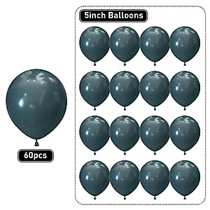 Slate Blue Balloons 60pcs 5inch Small Dark Teal Blue Dusty Blue for Balloon Garland Arch 5'' Round Mini Retro Ocean Sea Blue Latex Balloon for Birthday Party Decoration DIY Bear Baby Shower Wedding