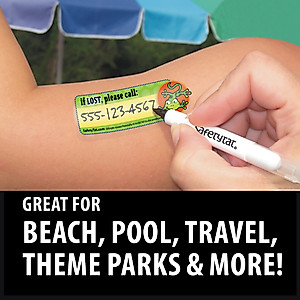 Variety 6pk SafetyTat Child ID Tattoos includes skin prep wipes and tattoo marking pen