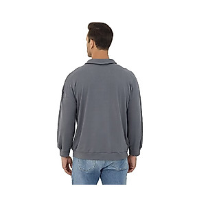 Mens Outdoor Polo Shirt Thick Golf Pullovers Long Sleeve Skin Friendly Thermal Fabric 2XL Grey