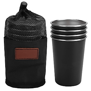 HEITIGN Beer Mug Camping Portable Beer Drinking Cup 4Pcs Stainless Steel Picnic Cup Beer Beverage Drinking Cup for Outdoor Mountaineering Camping Ideal for Home Gift