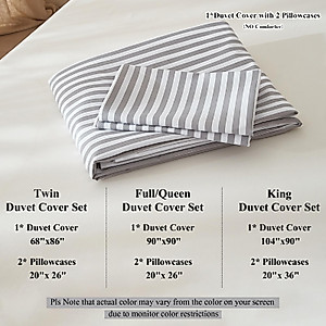 EAVD Duvet Cover Twin Grey Striped Duvet Cover Soft Microfiber Classic Striped Geometric Bedding Set with 2 Pillowcases Reversible Modern Grey Striped Comforter Cover with Zipper Closure