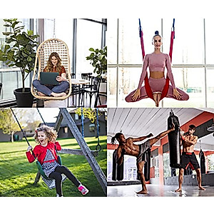 2 Pack Hanging Chair Chain with 4 Carabiners, 440LB Capacity Hanging Kits Heavy Duty Hanging Chair Hardware for Hammock Swing Hanging Chair Punching Bags Sandbag Indoor Outdoor Yoga Gym (Black)