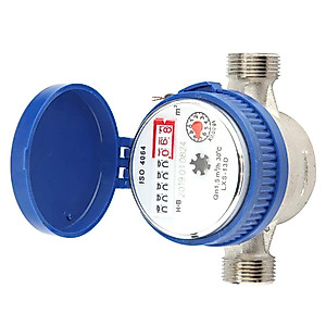 Water Flow Meter, Copper Mechanical Water Meter, Portable Water Flow Gauge, for Measuring Water Flow of Households or Gardens, with Mounting Accessories