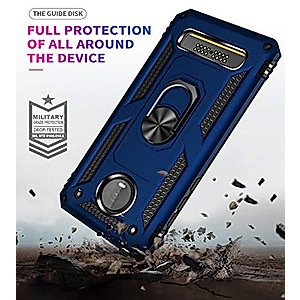 Moto Z4 Case,Moto Z4 Play Case, [ Military Grade ] 15ft. Drop Tested Protective Case with Magnetic Car Mount Ring Holder Stand Cover for Moto Z4/Z4 Play - Blue