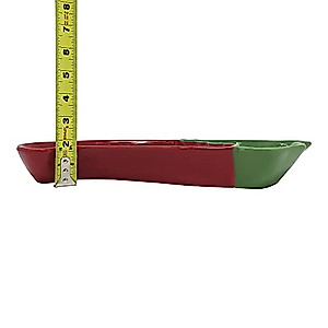 Rae Dunn by Magenta Ceramic Chip and Dip Platter (Salsa/Red/Green, 14" x 7" Jalepeno)