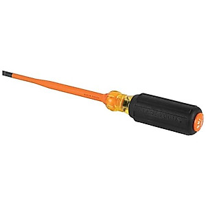 Klein Tools 6926INS Insulated Screwdriver, 1000V Slim Profile Tip, 1/4-Inch Cabinet Screwdriver with 6-Inch Shank, Cushion-Grip Handle