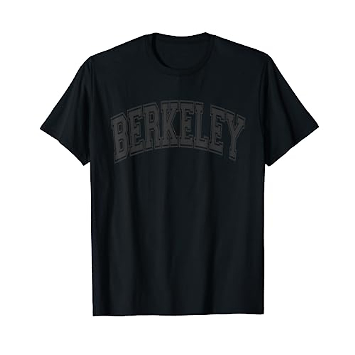 Berkeley California CA Varsity Style Black with Black Text T-Shirt