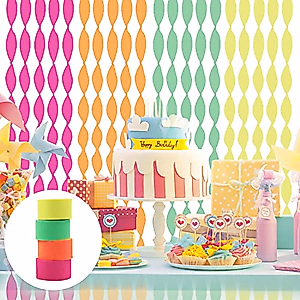 800feet Blacklight Party Streamer Decorations 8 Rolls Glow Crepe Paper UV Reactive Fluorescent Neon Paper Streamers Glow Party Supplies and Decorations for Wedding, Birthday, Neon Party, Fiesta Party